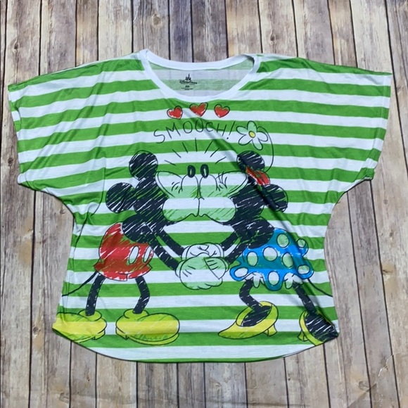 Disney | Tops | Disney Parks Mickey Mouse Minnie Mouse Smooch Top ...